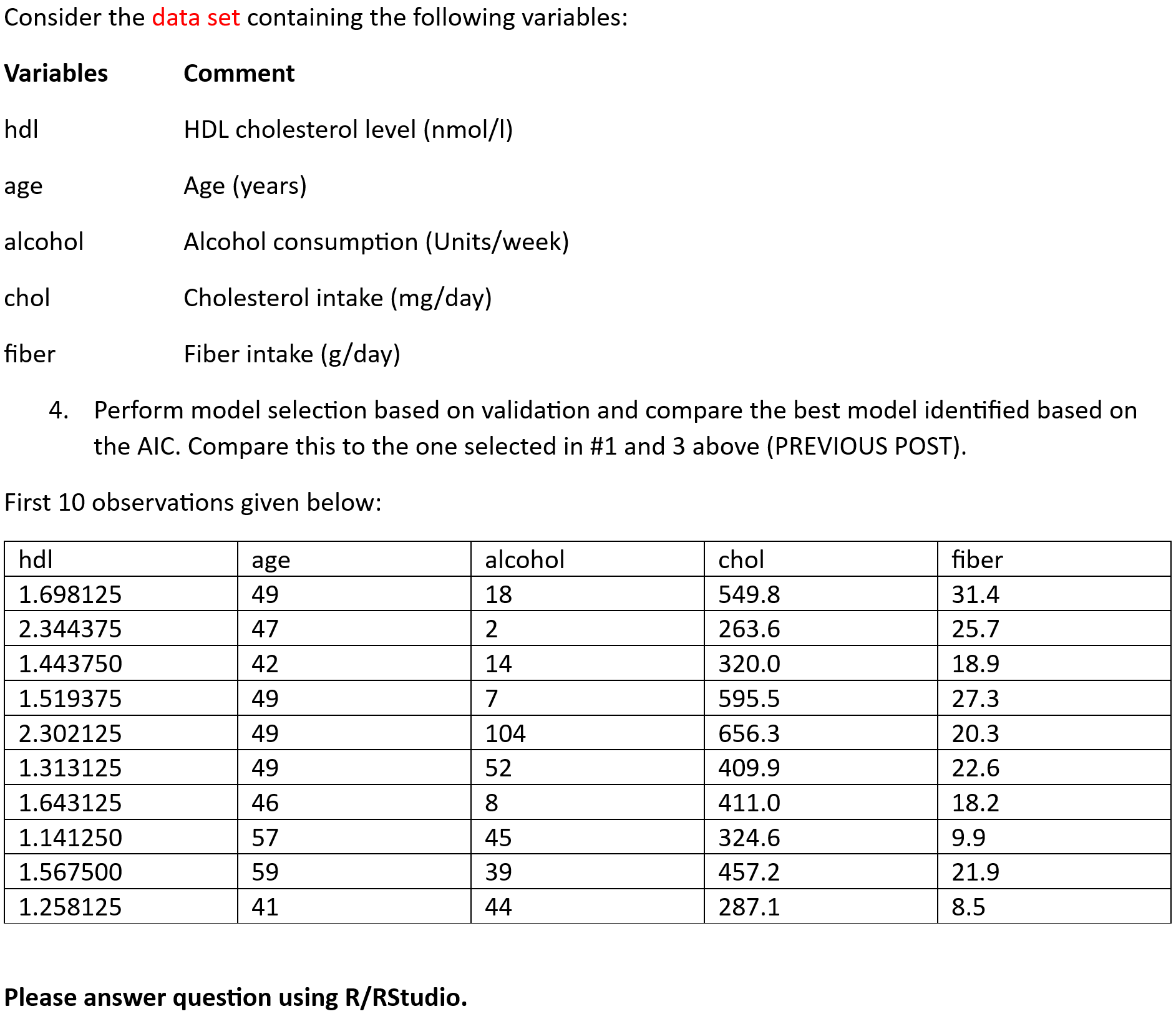 Solved Consider The Data Set Containing The Following 4823