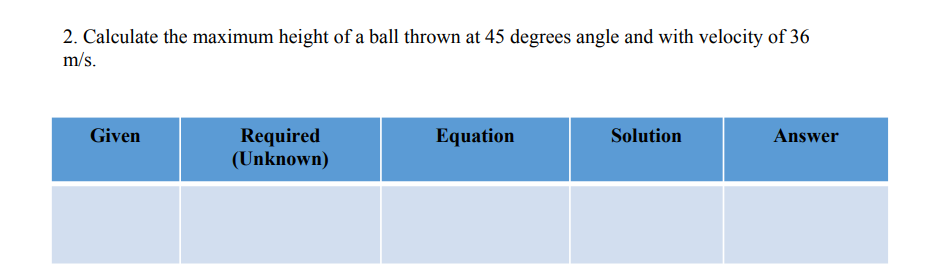 Solved 2. Calculate the maximum height of a ball thrown at | Chegg.com