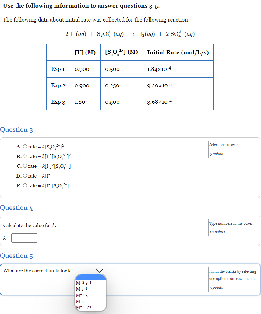 Use the following information to answer questions | Chegg.com