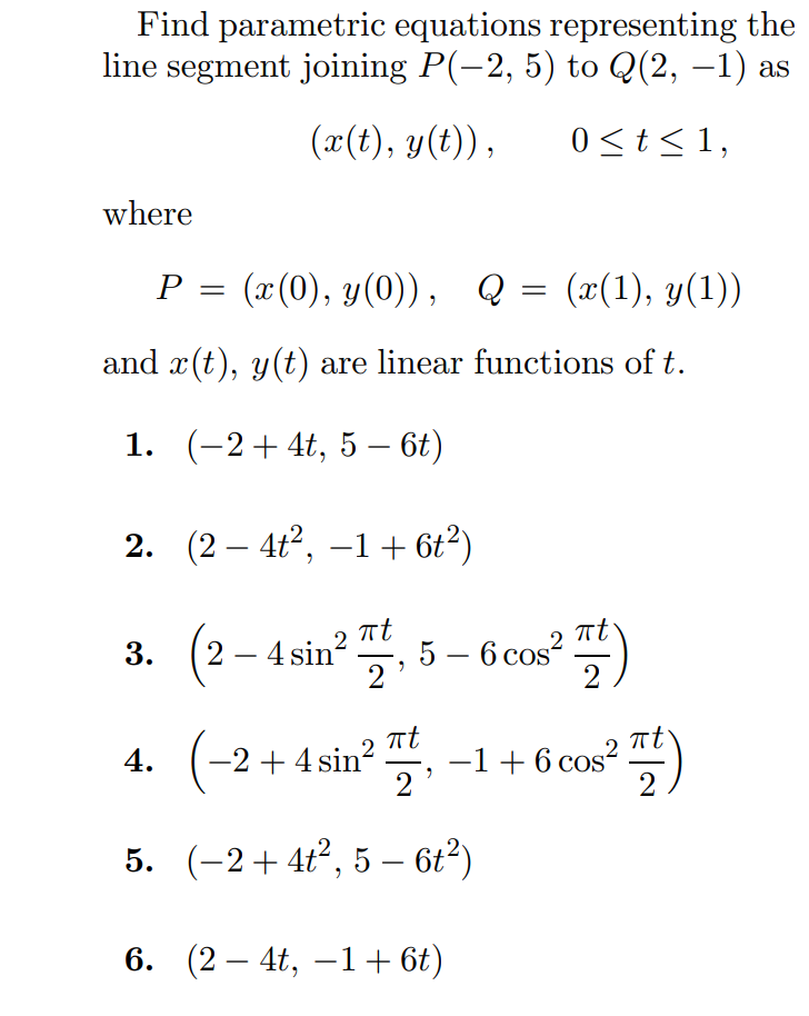 Solved Find parametric equations representing the line | Chegg.com