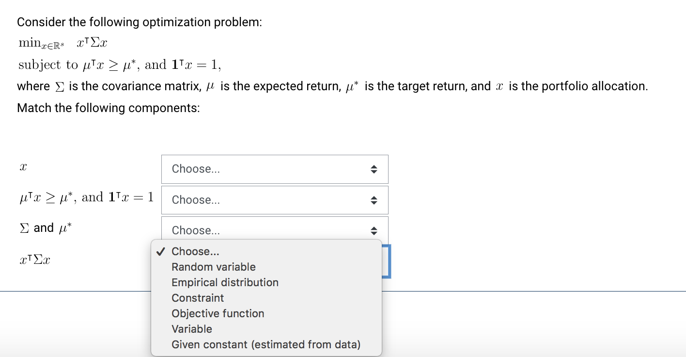 Solved Consider the following optimization problem: mincers | Chegg.com