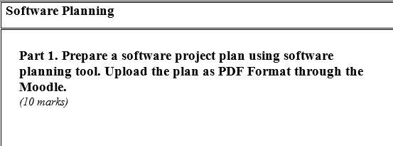 Solved Software Planning Part 1. Prepare a software project | Chegg.com