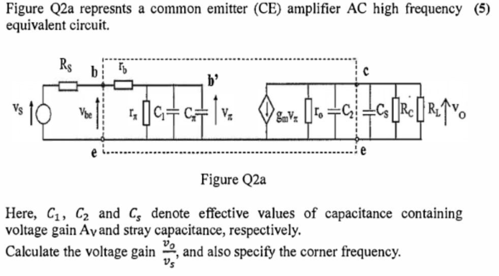 Solved Figure Q2a represnts a common emitter (CE) amplifier | Chegg.com