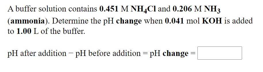 Solved A buffer solution contains 0.451 M NH4Cl and 0.206 M | Chegg.com