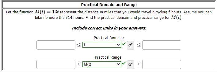 Solved Practical Domain and Range Let the function M(t) = | Chegg.com