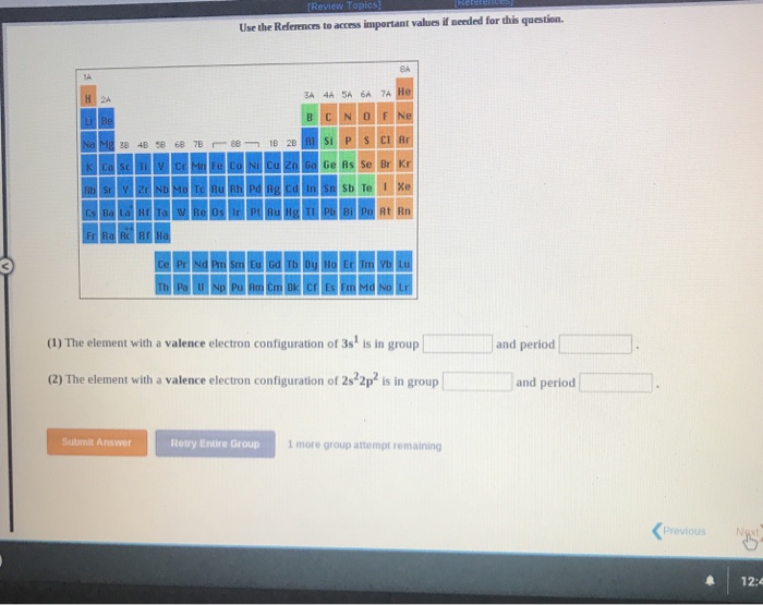 Solved Arrangement of the periodic table according to the | Chegg.com