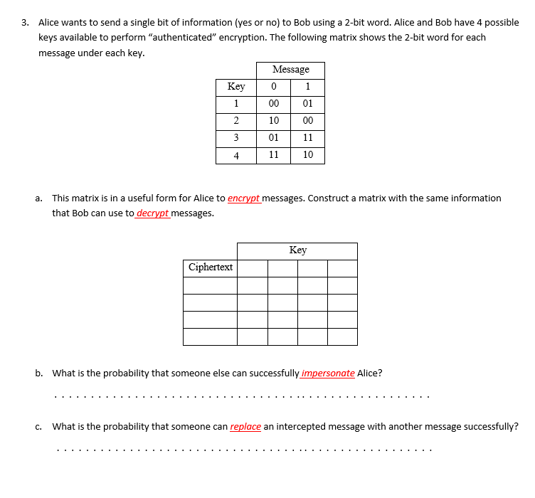 3. Alice wants to send a single bit of information | Chegg.com