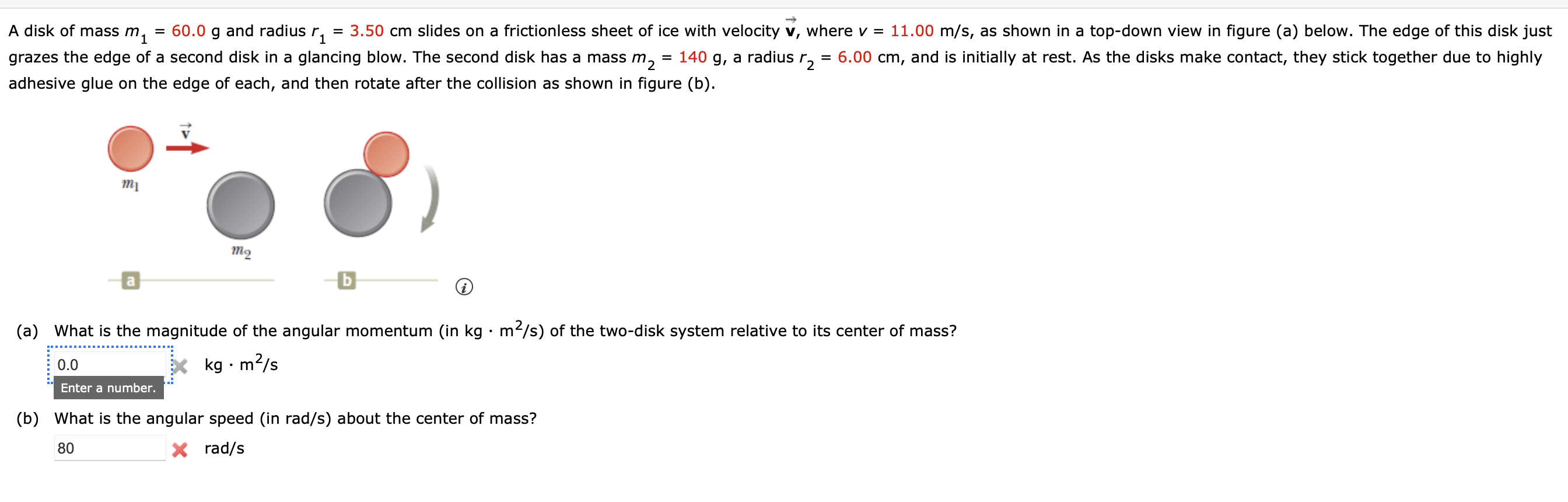 Solved A disk of ﻿mass m1=60.0g ﻿and radius r1=3.50cm | Chegg.com