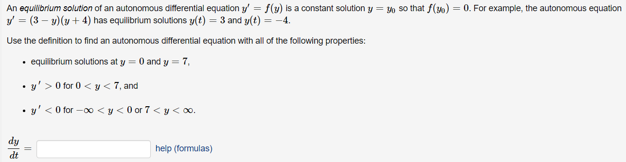 Solved An equilibrium solution of an autonomous differential | Chegg.com