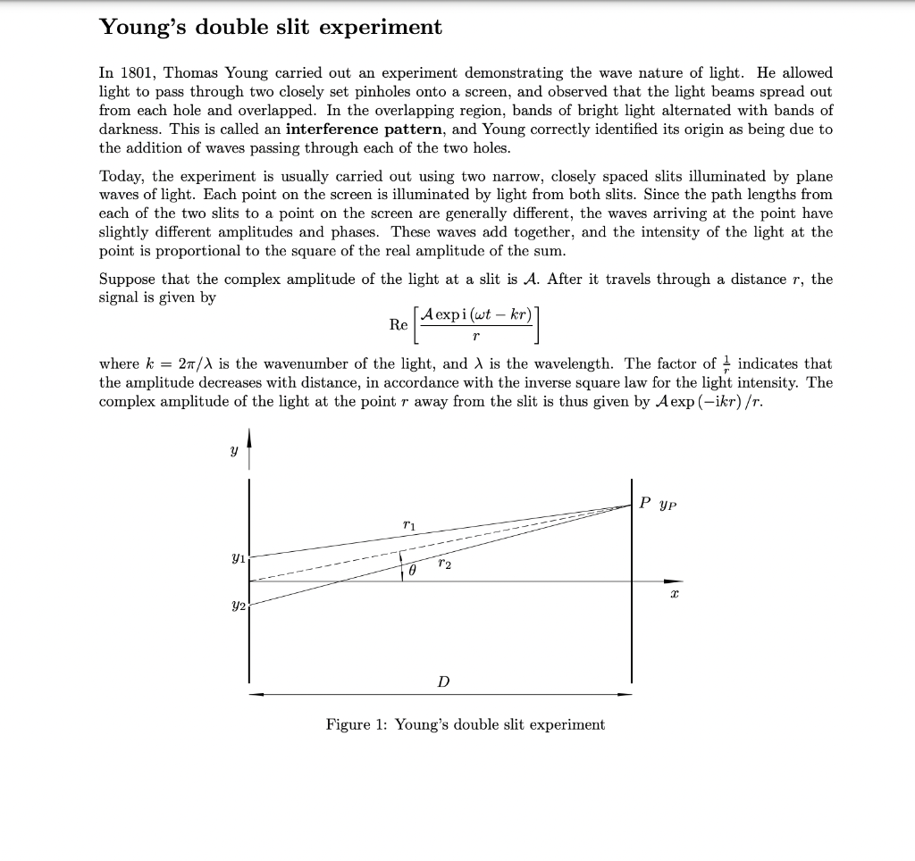 Solved Young's double slit experiment In 1801, Thomas Young | Chegg.com