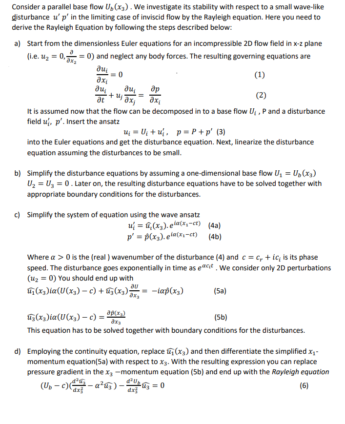 Solved Consider a parallel base flow Ub(x3). We investigate | Chegg.com