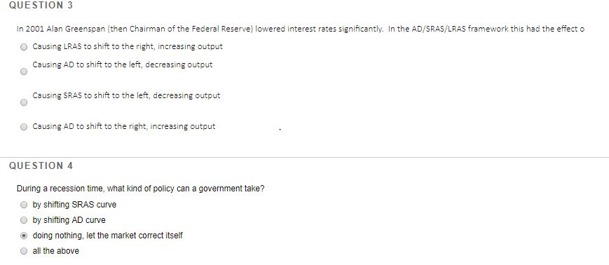 Solved 1. In the AD/SRAS/LRAS framework assume we are | Chegg.com