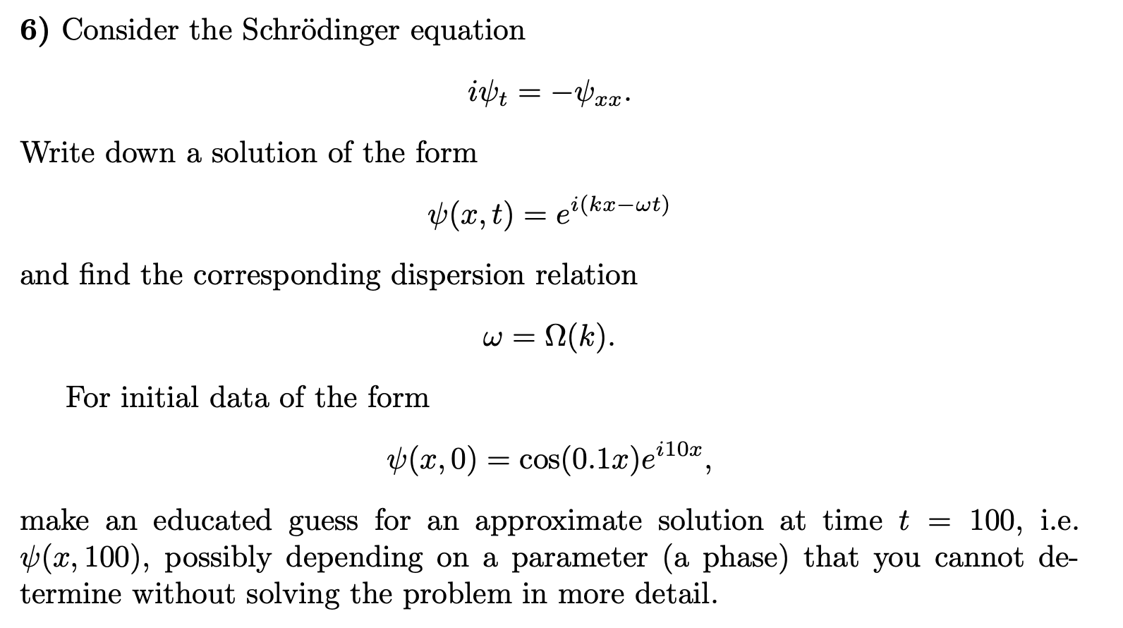 Solved 6) Consider the Schrödinger equation ivt = -0xx : | Chegg.com