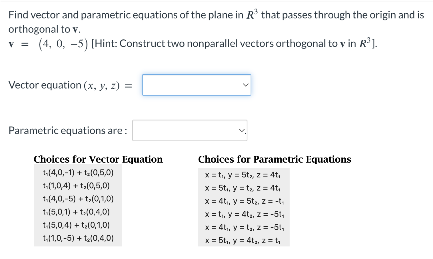 Solved Find vector and parametric equations of the plane in | Chegg.com