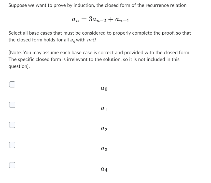 Solved Suppose we want to prove by induction, the closed | Chegg.com