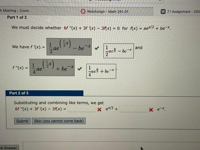 Solved We must decide whether 6f′′(x)+3f′(x)−3f(x)=0 for | Chegg.com