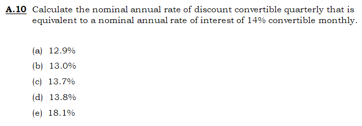 Solved A.10 Calculate the nominal annual rate of discount | Chegg.com