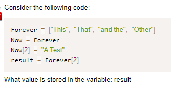 Solved Consider the following code: Forever = ["This", | Chegg.com
