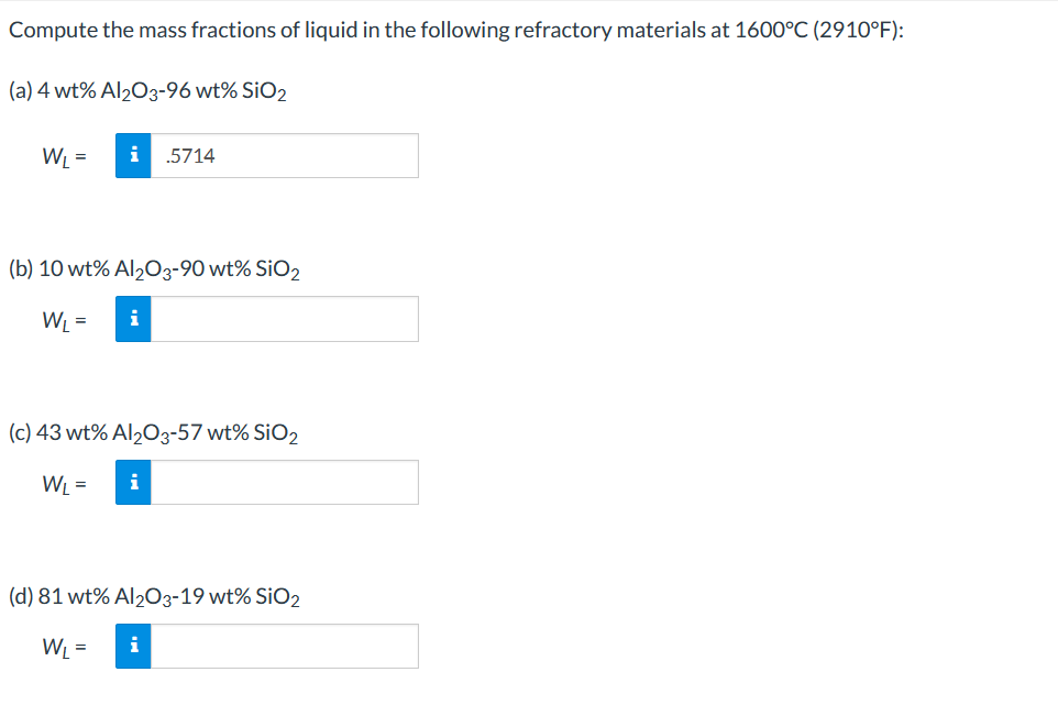 Compute the mass fractions of liquid in the following | Chegg.com