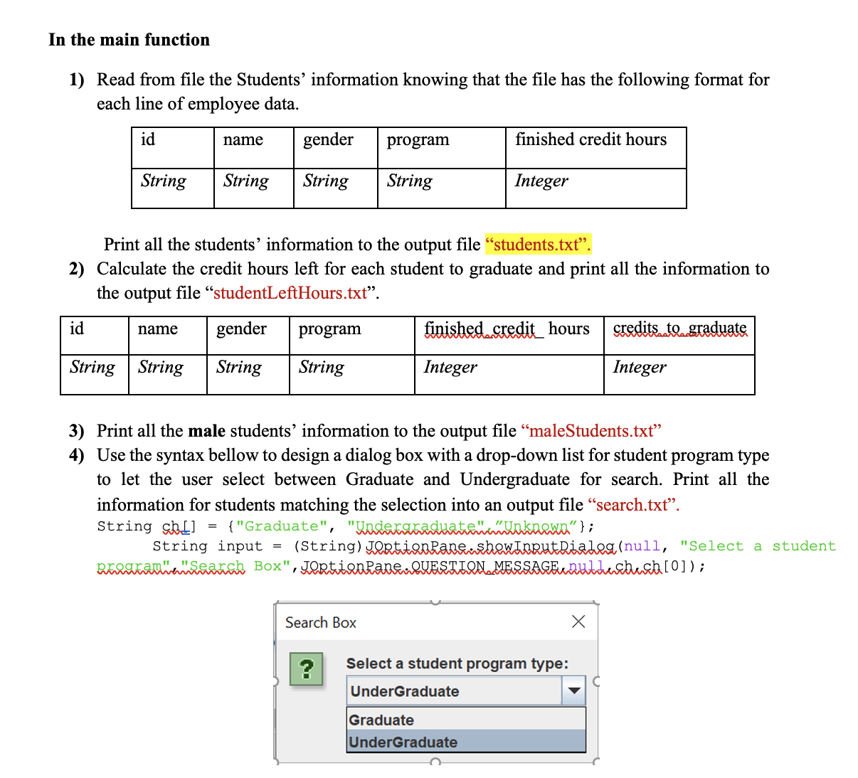 Solved Task 1: Students' Information: A student at "K | Chegg.com