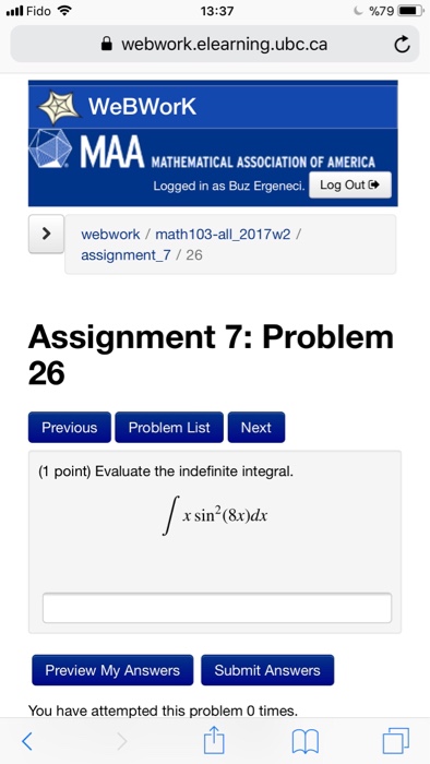Solved 'ill Fido 13:37 webwork.elearning.ubc.ca WeBWorK | Chegg.com