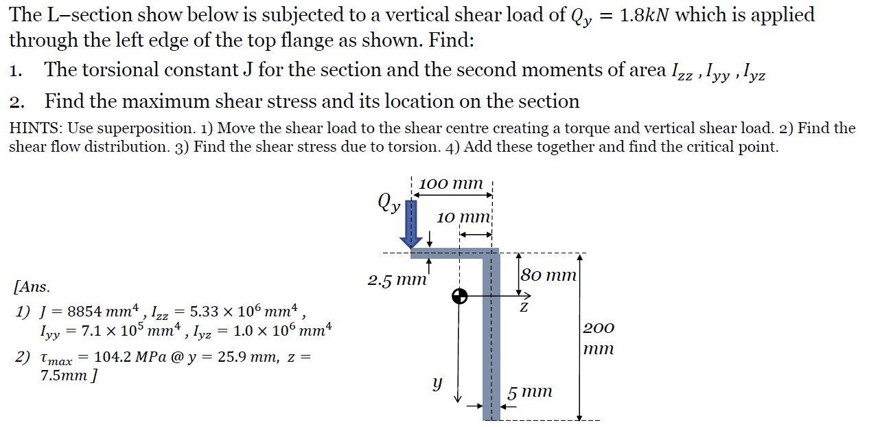 The L-section show below is subjected to a vertical | Chegg.com