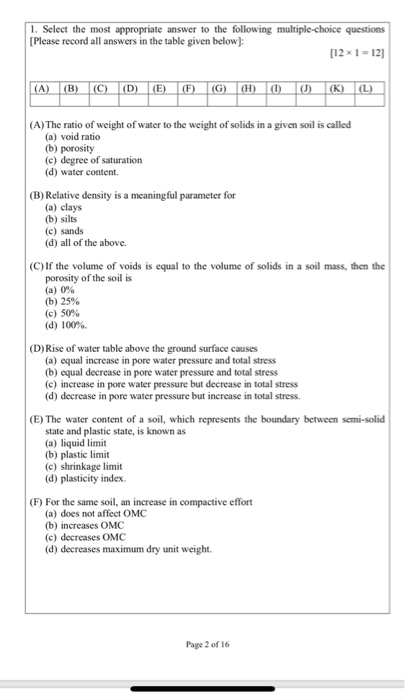 Solved 1. Select the most appropriate answer to the | Chegg.com