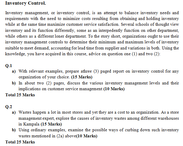 Solved Inventory Control. Inventory management, or inventory | Chegg.com
