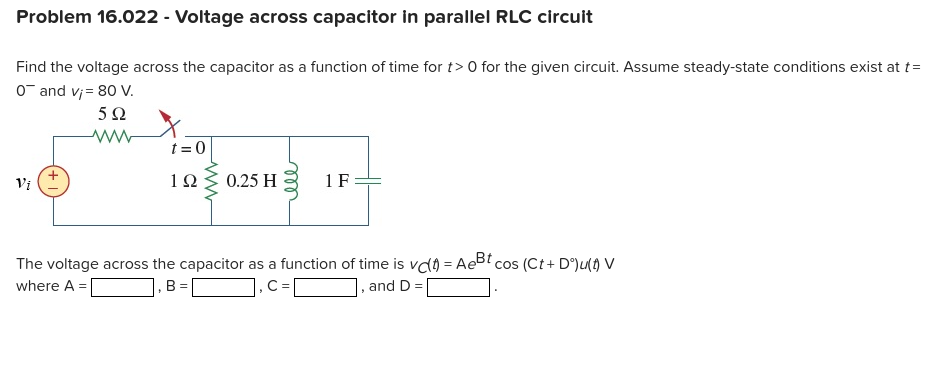 Solved Find The Voltage Across The Capacitor As A Function