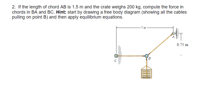 Solved If the length of chord AB ﻿is 1.5m ﻿and the crate | Chegg.com