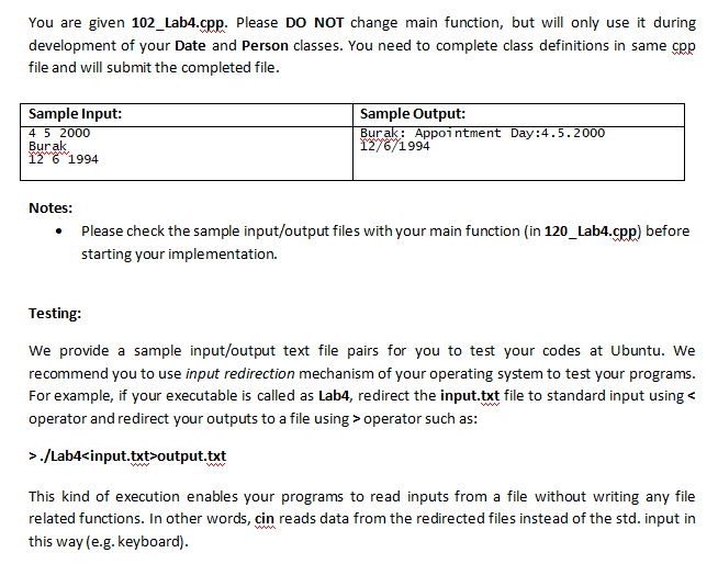 Solved You are given 102_Lab4.cpp. Please DO NOT change main | Chegg.com