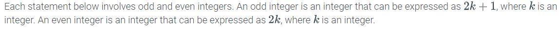Solved Each statement below involves odd and even integers. | Chegg.com
