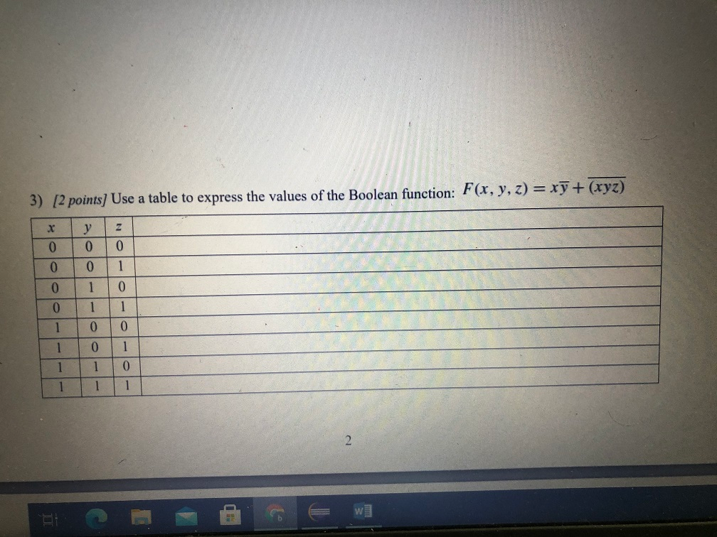 Solved 3) (2 points] Use a table to express the values of | Chegg.com