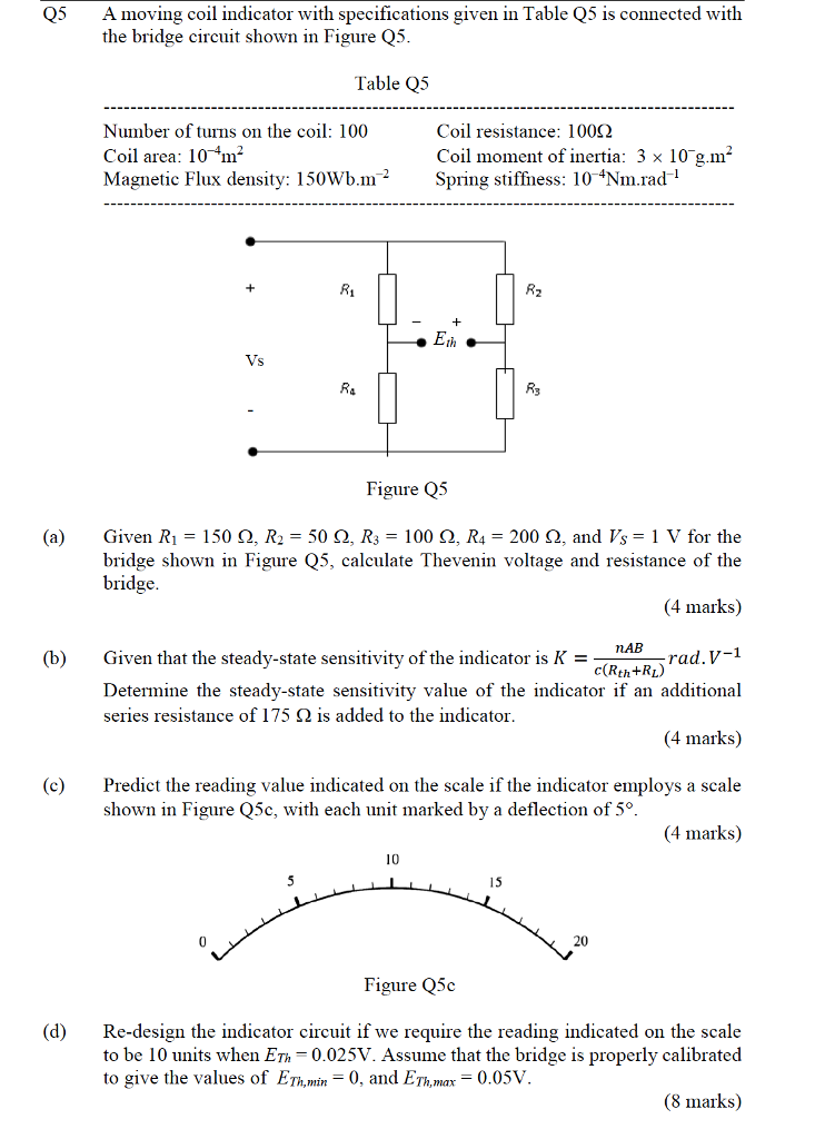 Solved A moving coil indicator with specifications given in | Chegg.com