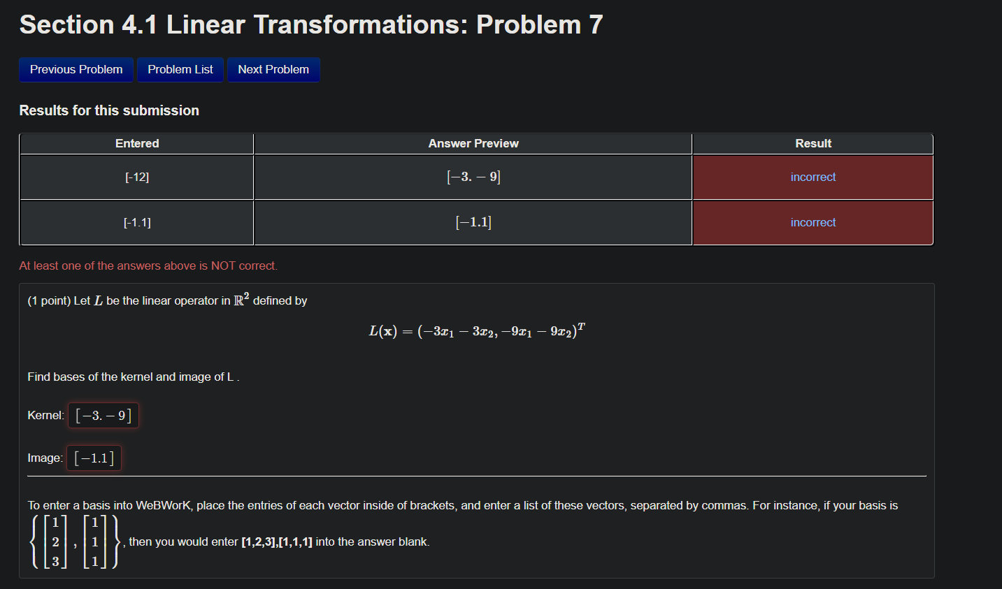 Solved Section 4.1 Linear Transformations: Problem 7 | Chegg.com