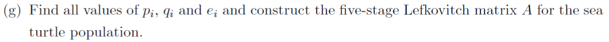 1. We want to construct a Lefkovitch matrix for the | Chegg.com