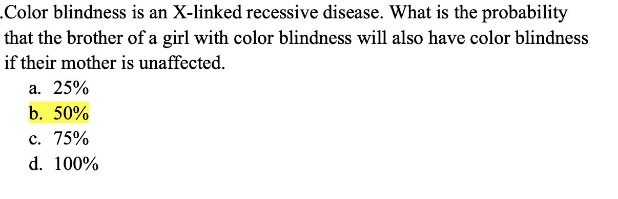 Solved Color blindness is an X-linked recessive disease. | Chegg.com