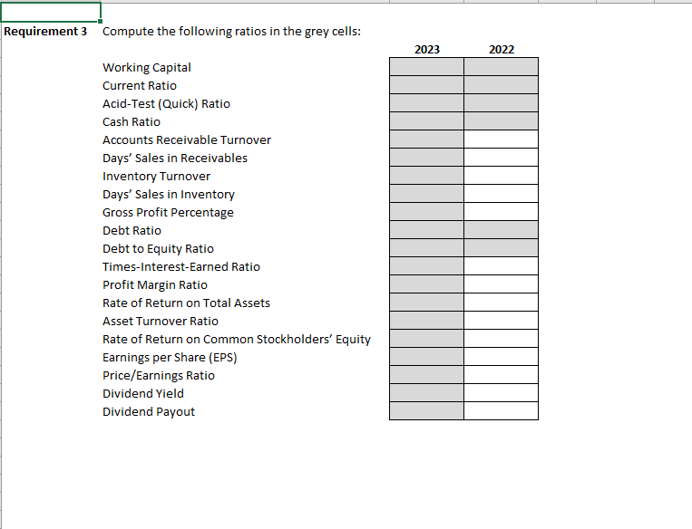 Solved Financial Statement Analysis Excel Problem Follow the | Chegg.com