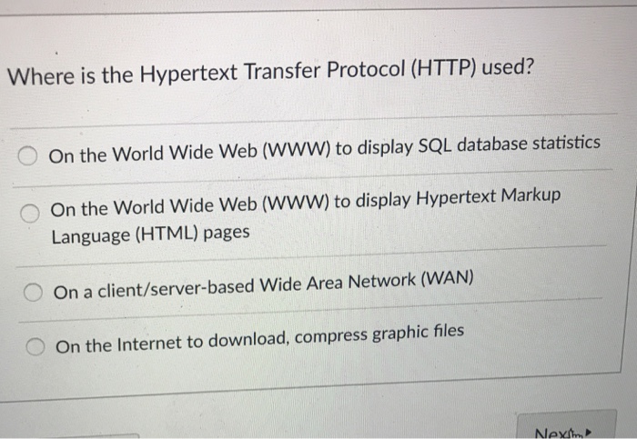 Solved Where is the Hypertext Transfer Protocol (HTTP) used? | Chegg.com
