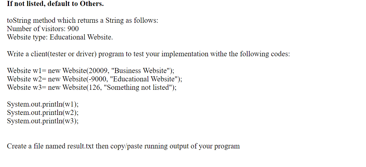 Solved Write a class named Website encapsulating the concept | Chegg.com