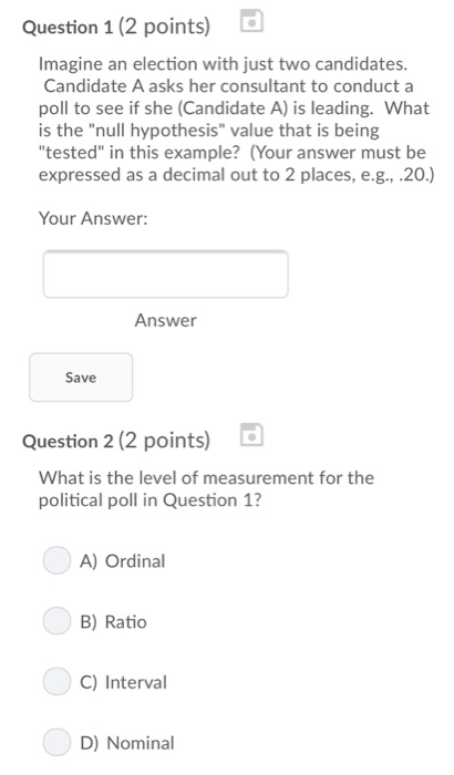 Solved Question 1 (2 points) Imagine an election with just | Chegg.com