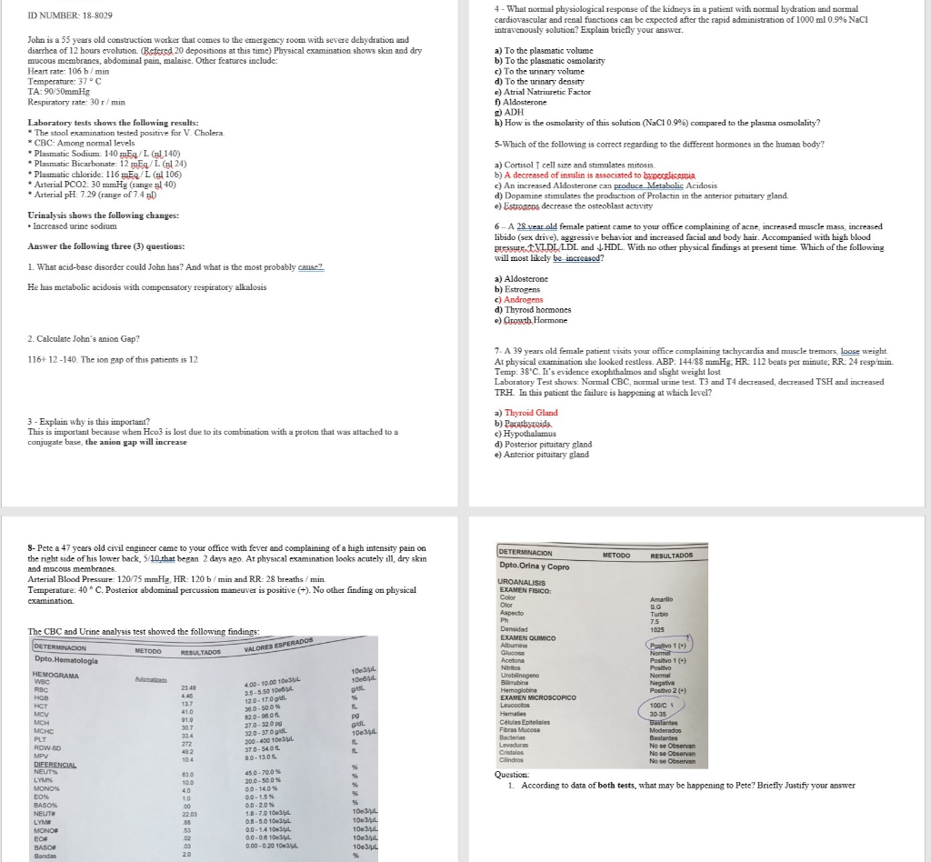Solved ID NUMBER: 18-8029 4 - What roomal physiological | Chegg.com