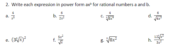 Solved 2. Write each expression in power form axb for | Chegg.com