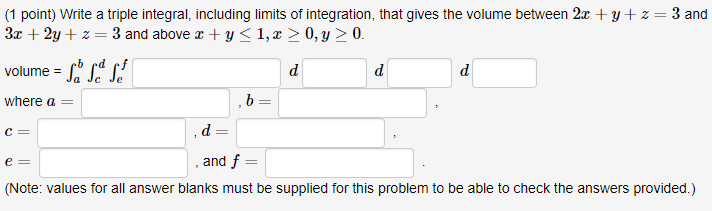 Solved Write a triple integral, including limits of | Chegg.com