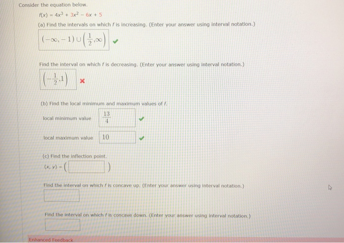 Solved Consider the equation below. f(x) 4x3 3x2-6x 5 (a) | Chegg.com