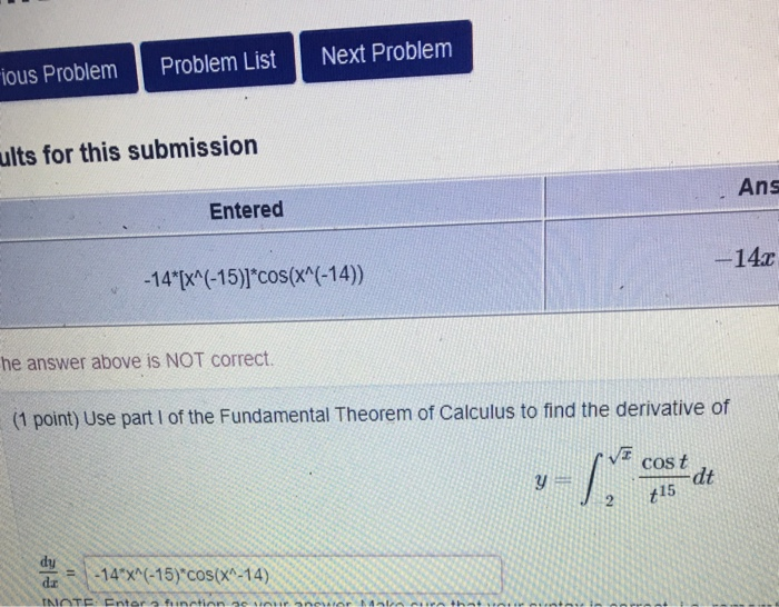Solved ious Problem Problem List Next Problem ults for this | Chegg.com