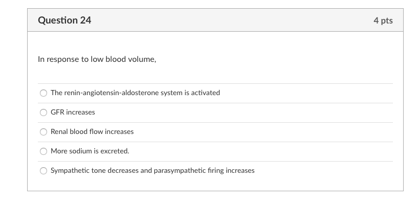 Solved Question 24 4 Pts In Response To Low Blood Volume Chegg