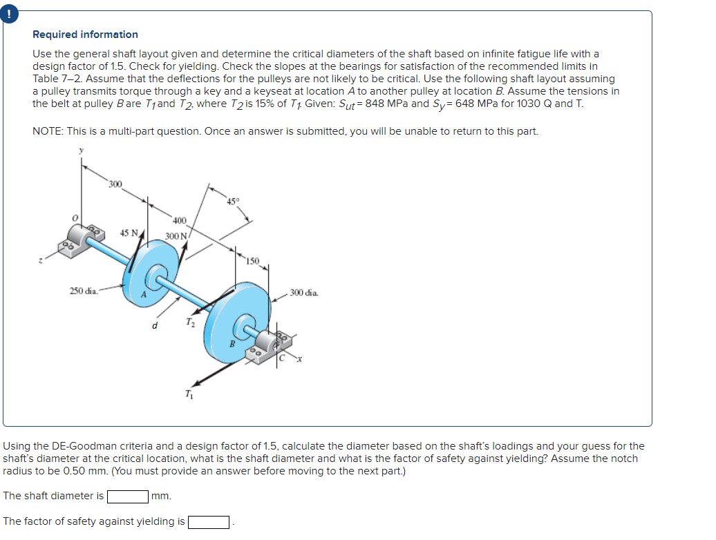 Required information Use the general shaft layout | Chegg.com