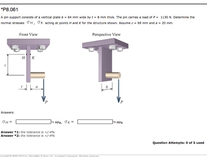 Solved *P8.061 A pin support consists of a vertical plate b | Chegg.com