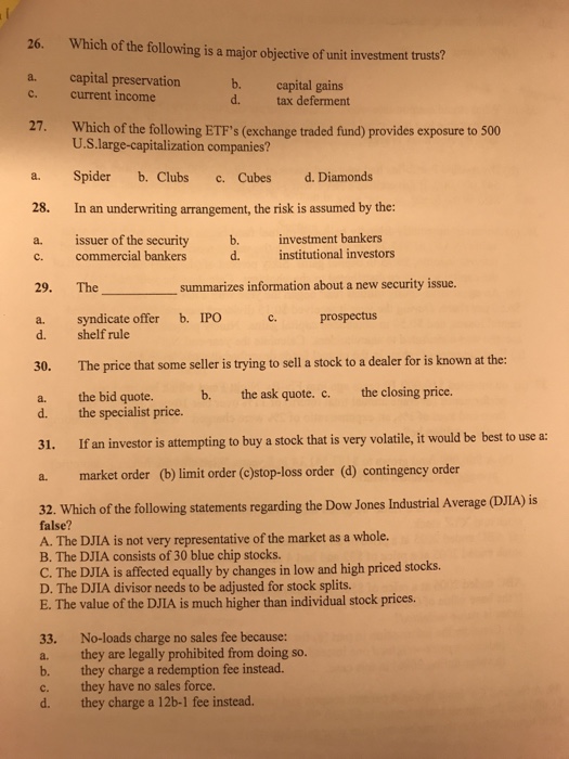 Solved 26. Which of the following is a major objective of | Chegg.com